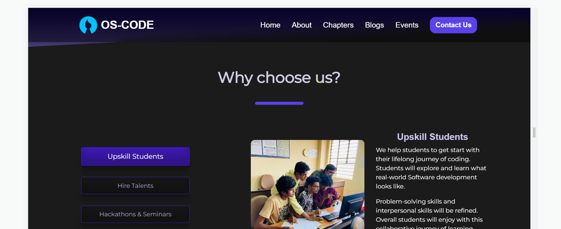 Fix the layout of 'WHY CHOOSE US' section · Issue #269 · OSCode-Community/OSCodeCommunitySite ...
