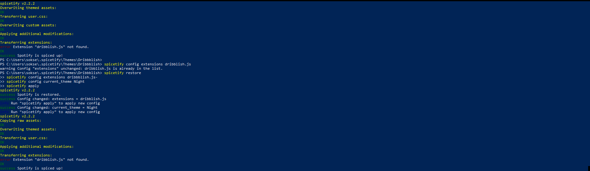 dribbblish.js not found even though i have it · Issue #635 · spicetify/cli · GitHub