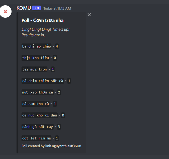 The poll feature, shows a list of reacted user · Issue #113 · nccasia/komubot · GitHub