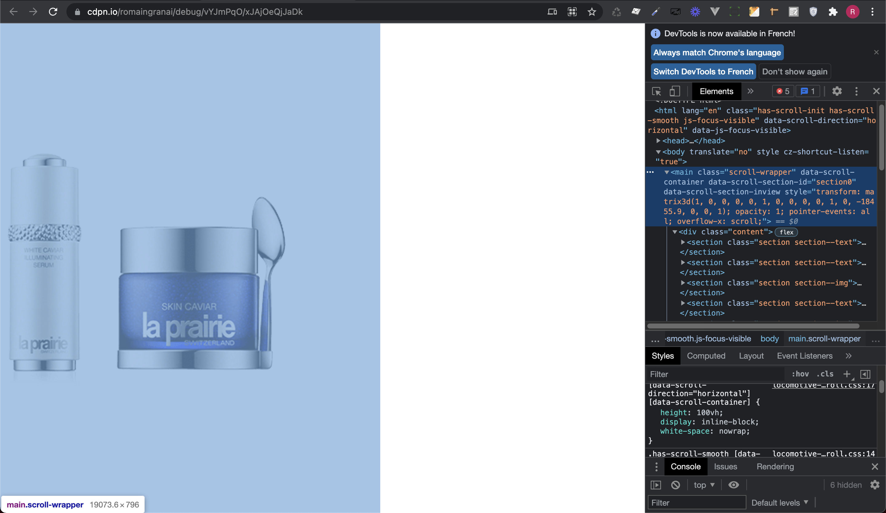Horizontal scroll, width not properly calculated, too wide · Issue #360 · locomotivemtl ...