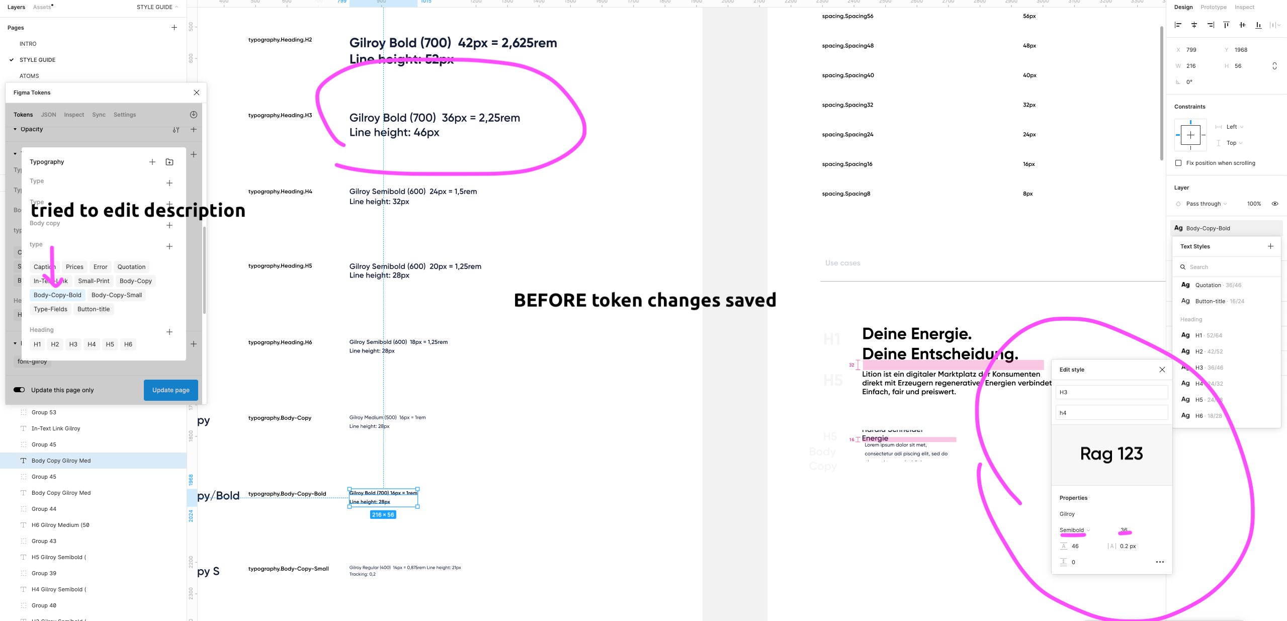 Updating tokens in the plugin resets styles sizes/weights · Issue #129 · tokens-studio/figma ...