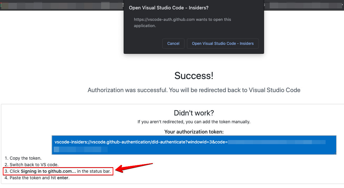 GitHub Authorization web page is referring to the no longer existing status bar item · Issue ...