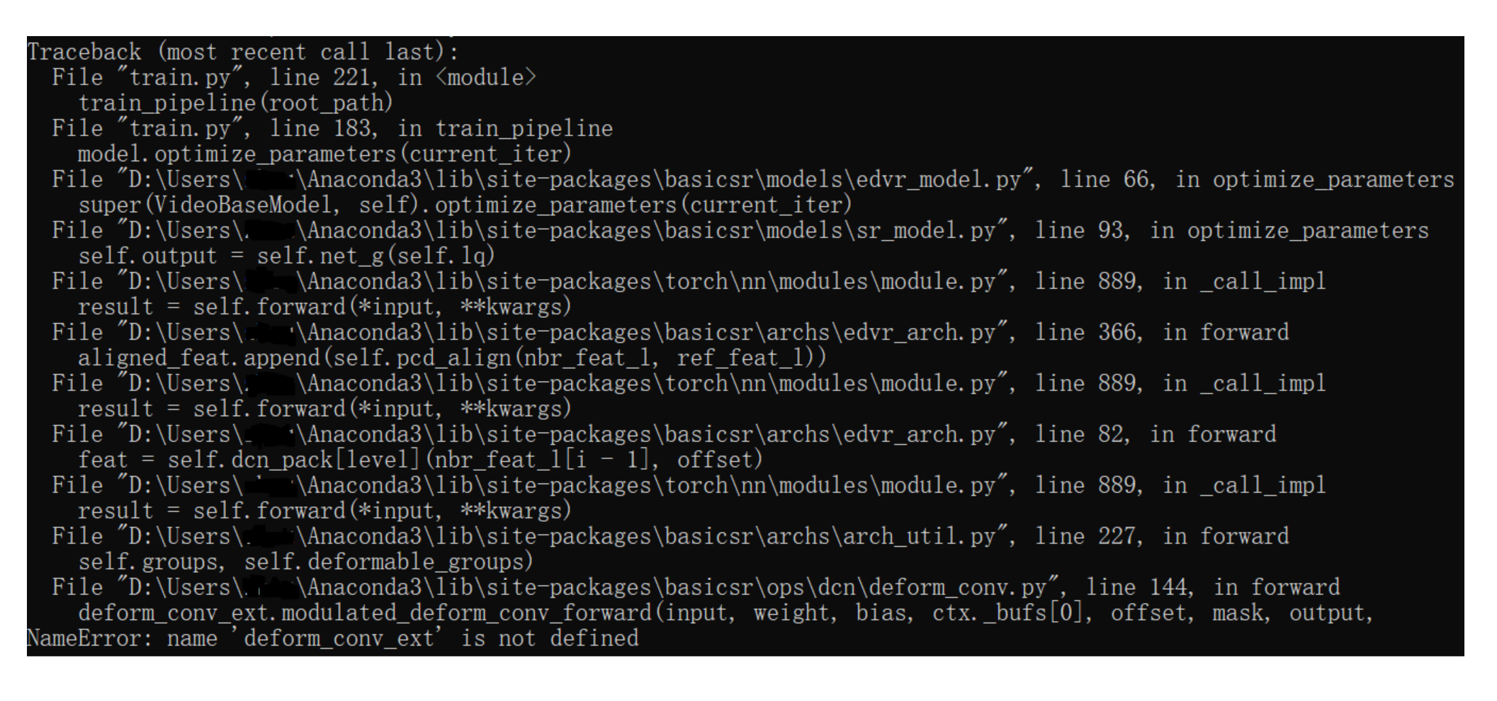 NameError: name 'deform_conv_ext' is not defined · Issue #392 · XPixelGroup/BasicSR · GitHub