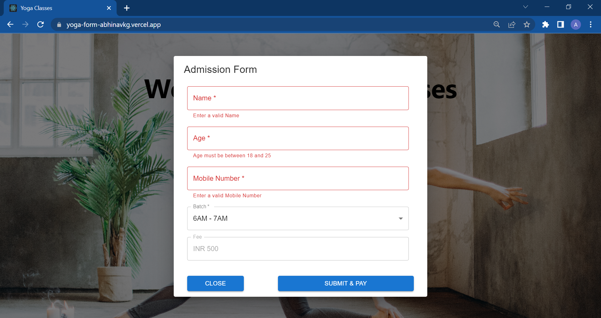 GitHub - alhad-balak/Yoga-form: An Admission Form App for Yoga Classes ...