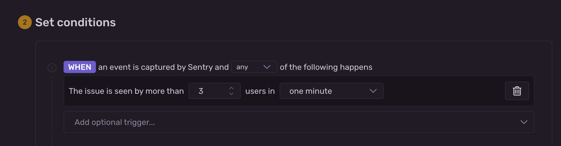 [Alert rules] "issue is seen by more than X users in X" has incorrect details and appears ...