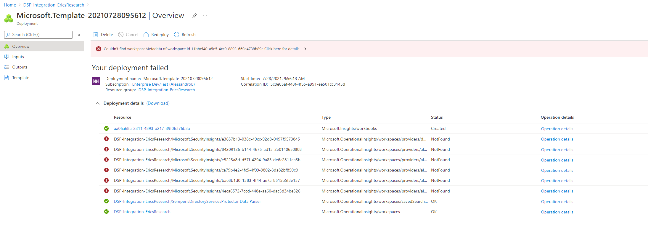 Couldn't find workspaceMetadata of workspace id "..." [Solution Package ...