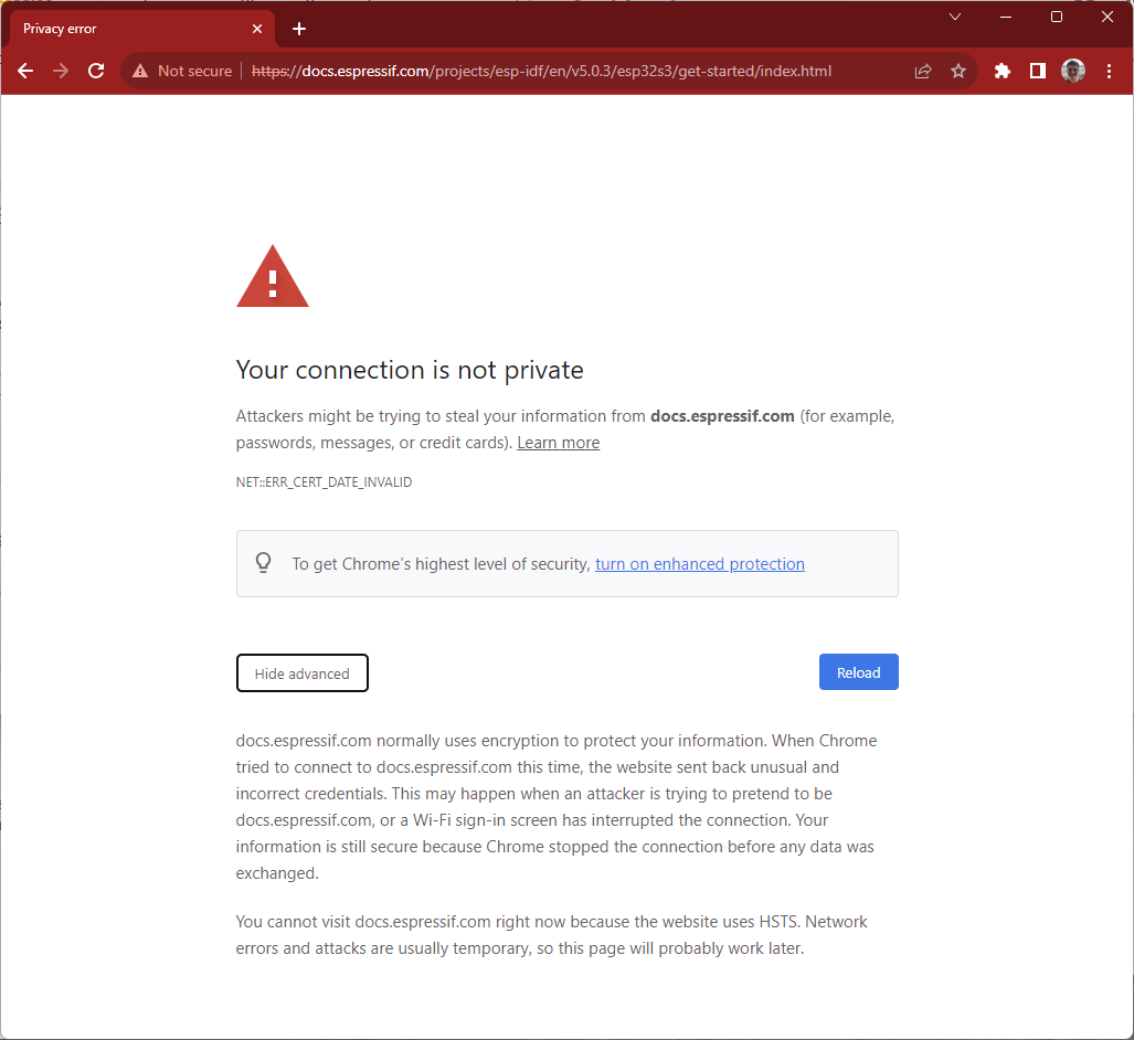 docs.espressif.com certificate expired (IDFGH-10844) · Issue #12049 · espressif/esp-idf · GitHub