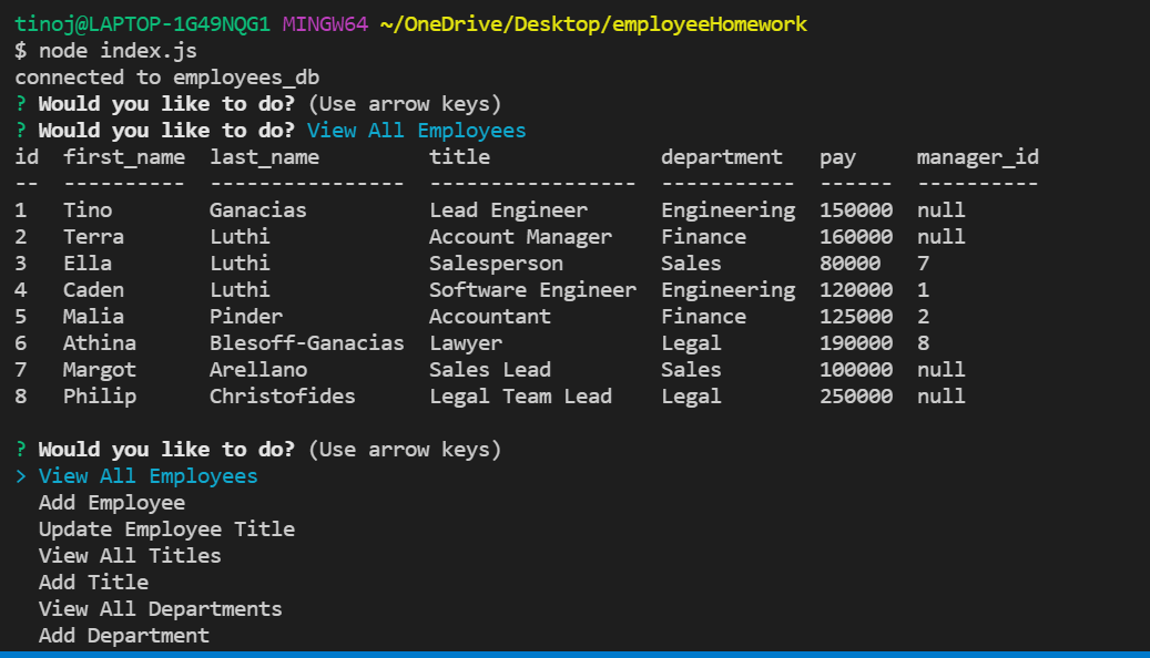 GitHub - tinoganacias/employeeTracker