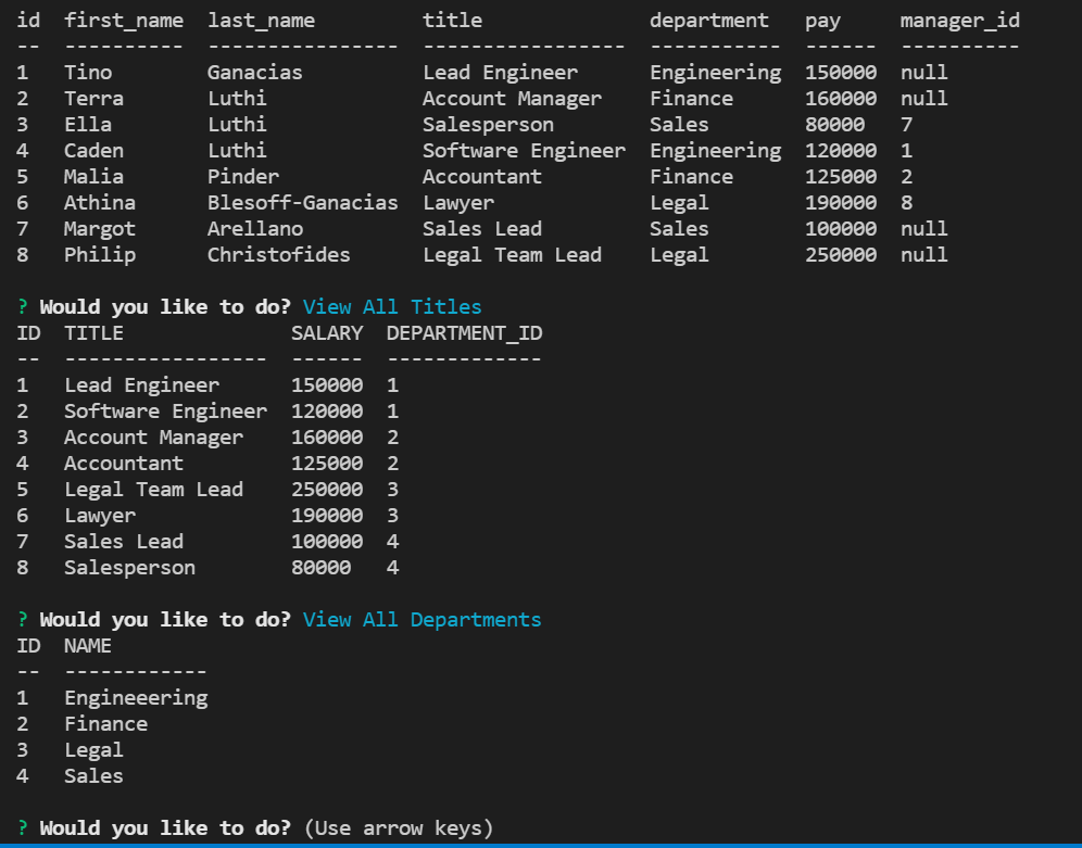 GitHub - tinoganacias/employeeTracker
