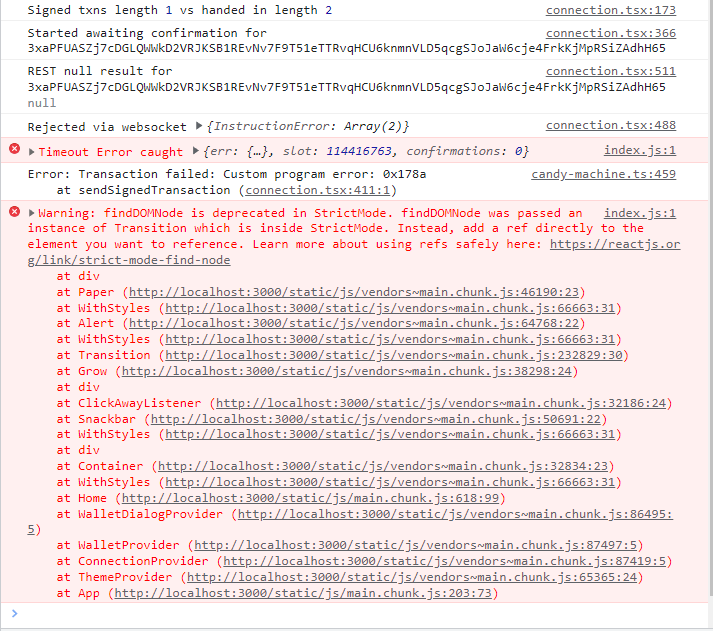[Bug]: Error: Transaction failed: Custom program error: 0x178a at sendSignedTransaction · Issue ...