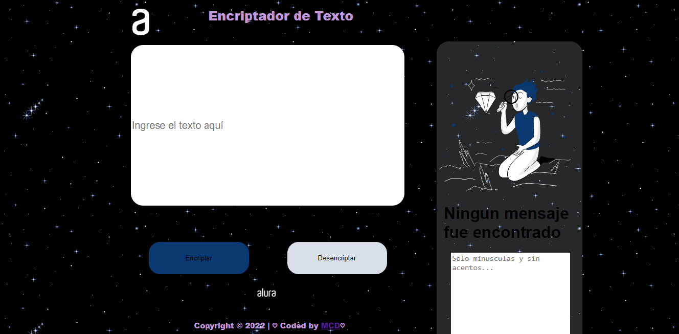 GitHub - MaraD98/Encriptador: 1er Challenge de Oracle-Alura