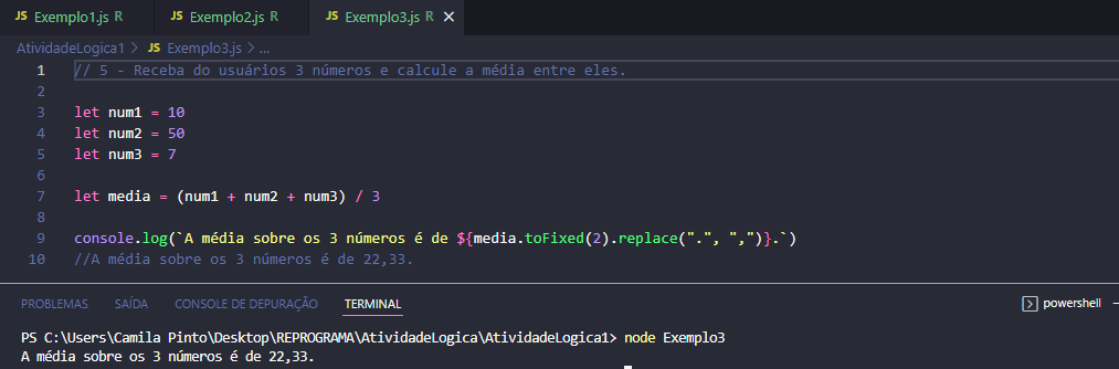GitHub - camisarp/AtividadeLogica1-Reprograma-On16