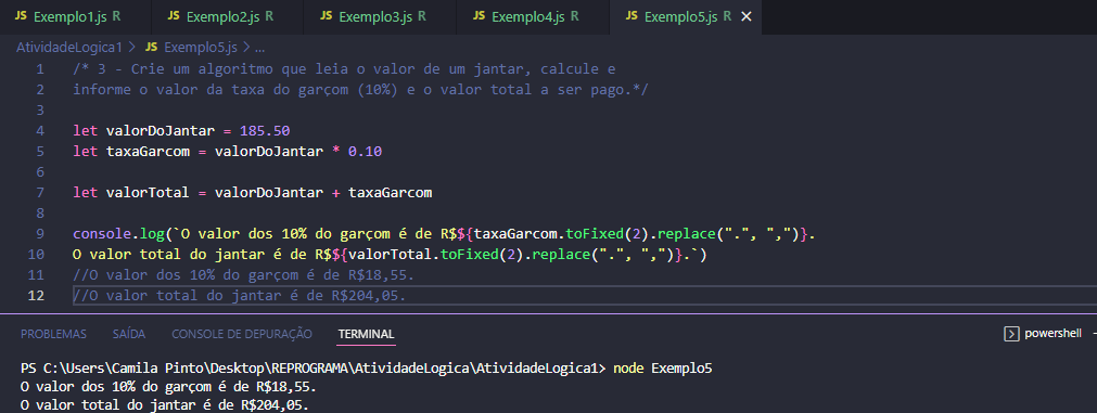 GitHub - camisarp/AtividadeLogica1-Reprograma-On16