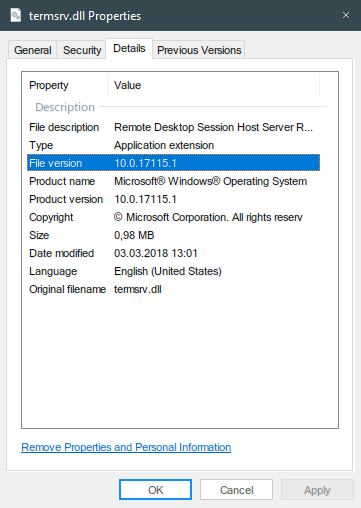 Add support for termsrv 10.0.17115.1 · Issue #424 · stascorp/rdpwrap ...