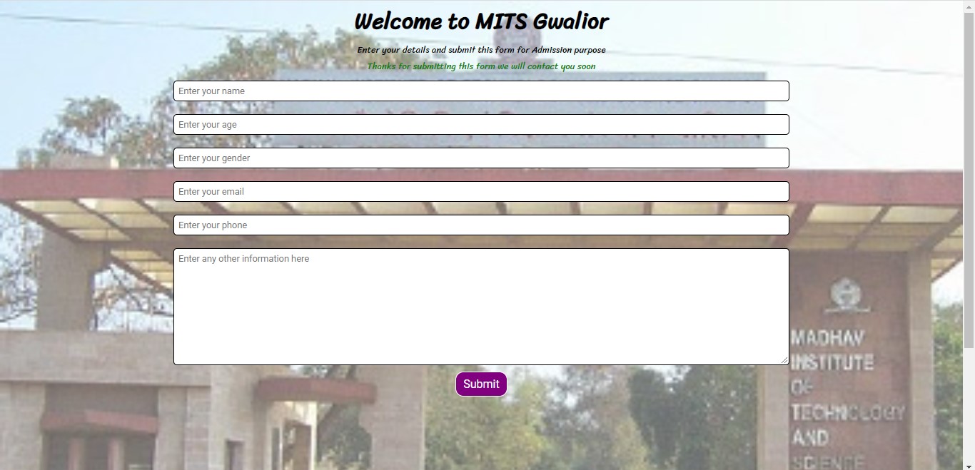GitHub - Gajendra-Singh-Yadav/Admission-form
