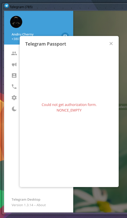 Telegram Passport error on Kubuntu 16.04 · Issue #5074 · telegramdesktop/tdesktop · GitHub