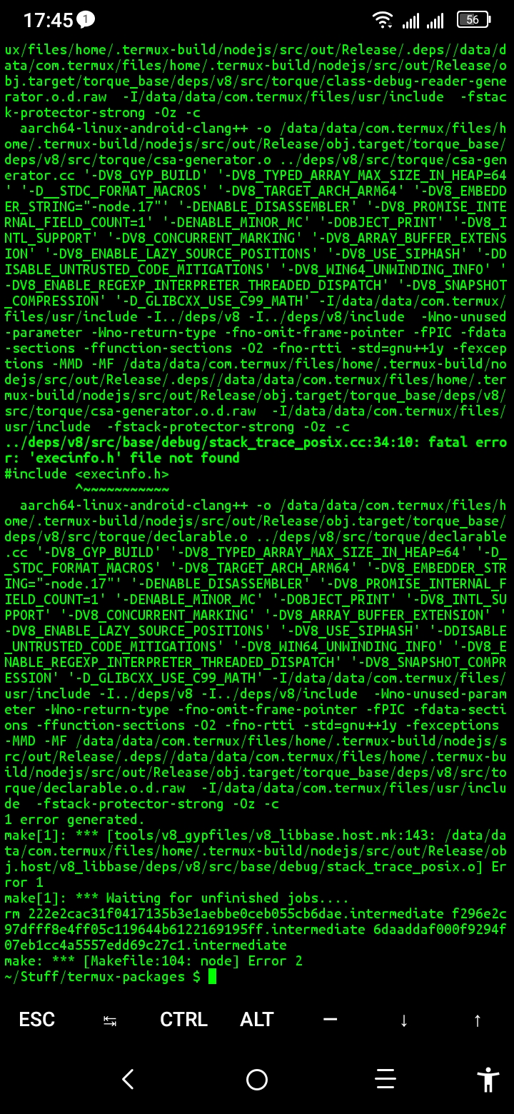 Execinfo H Not Found Node Js Termux · Issue 7149 · Termux Termux