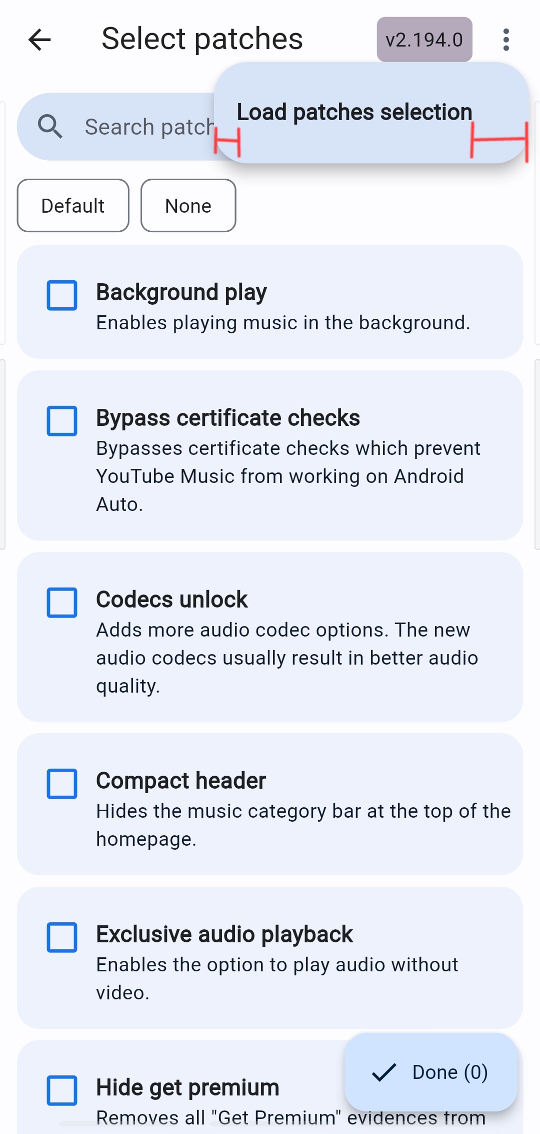 'Load patches selection' button is bold and off-centered · Issue #1372 ...
