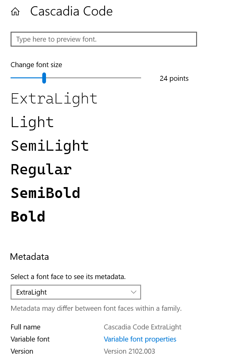Overly large leading in VS 2019 (not VS Code) for 2102.03 · Issue #413 · microsoft/cascadia-code ...