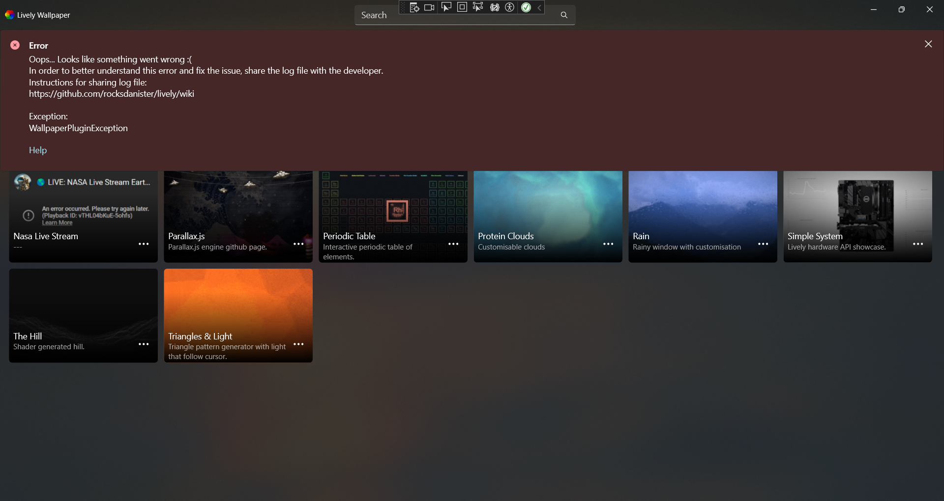 WallpaperPluginException when trying to build · Issue #1845 · rocksdanister/lively · GitHub