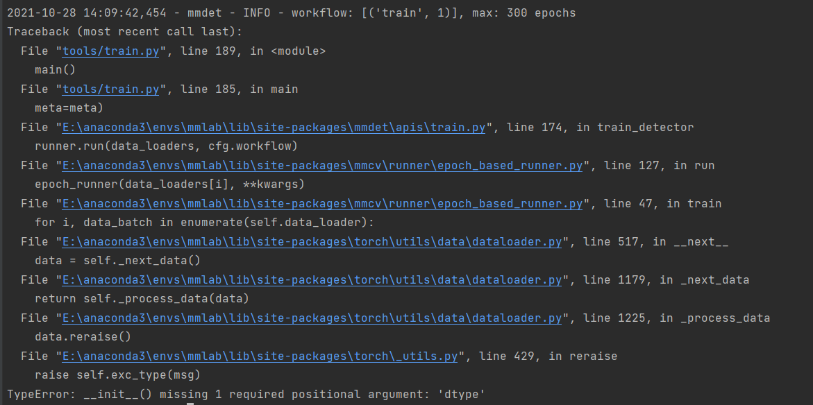 TypeError init Missing 1 Required Positional Argument dtype Open Mmlab Mmdetection
