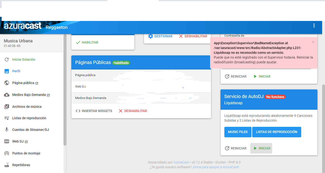 Error Para Iniciar Lista De Reproduccion · Issue 4195 · Azuracastazuracast · Github 