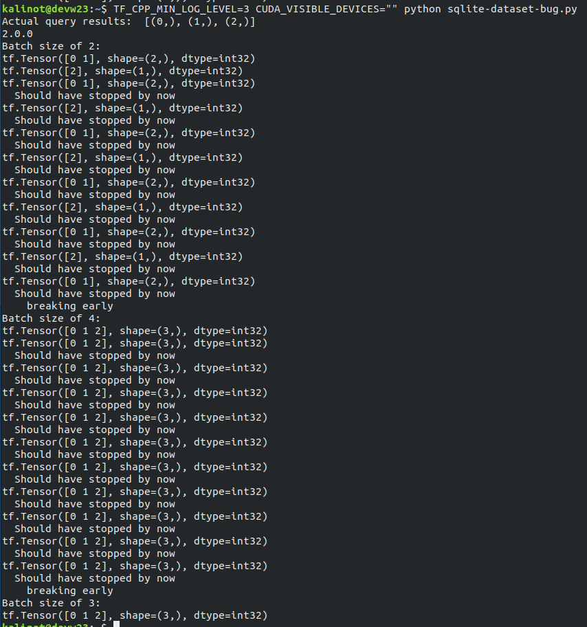 Sqlite Dataset Fails To Raise A Stopiteration Incorrect Result · Issue 33253 · Tensorflow