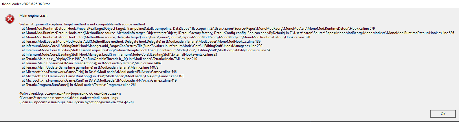 Infernum mod crash on launch · Issue #3826 · tModLoader/tModLoader · GitHub