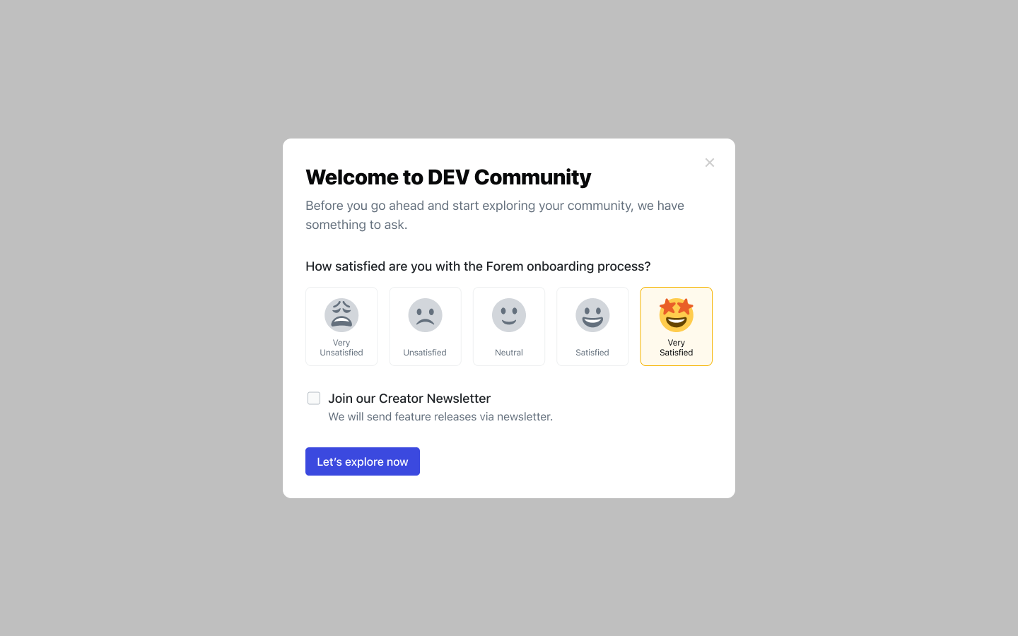 Add "happiness" and "join mailing list" question to onboarding · Issue #16048 · forem/forem · GitHub