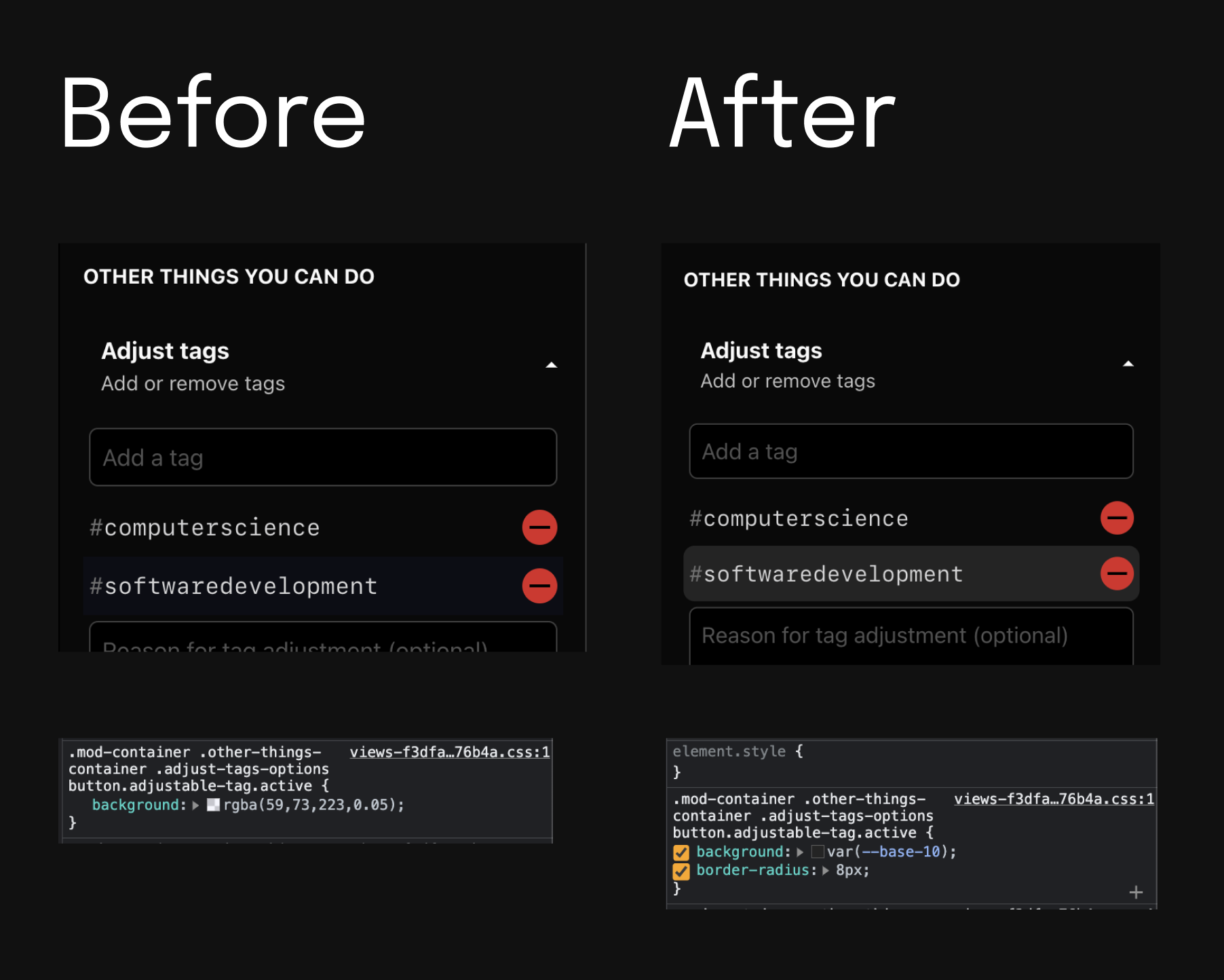 Improve visibility of mod panel actions when in dark mode · Issue #18683 · forem/forem · GitHub