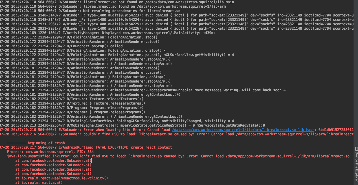 Cannot find DSO to load librealmreact on android signed apk. · Issue ...