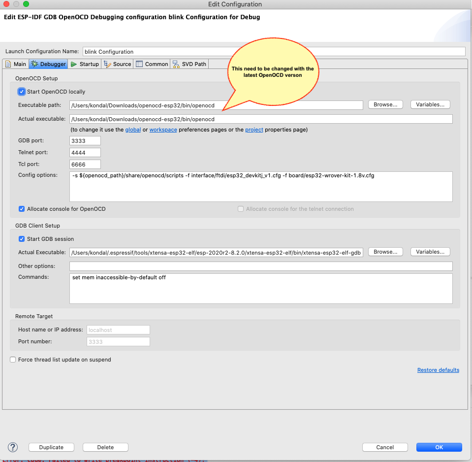 OpenOCD / GDB Debugging Plugin Functionality Fails (IEP-229) · Issue #118 · espressif/idf ...