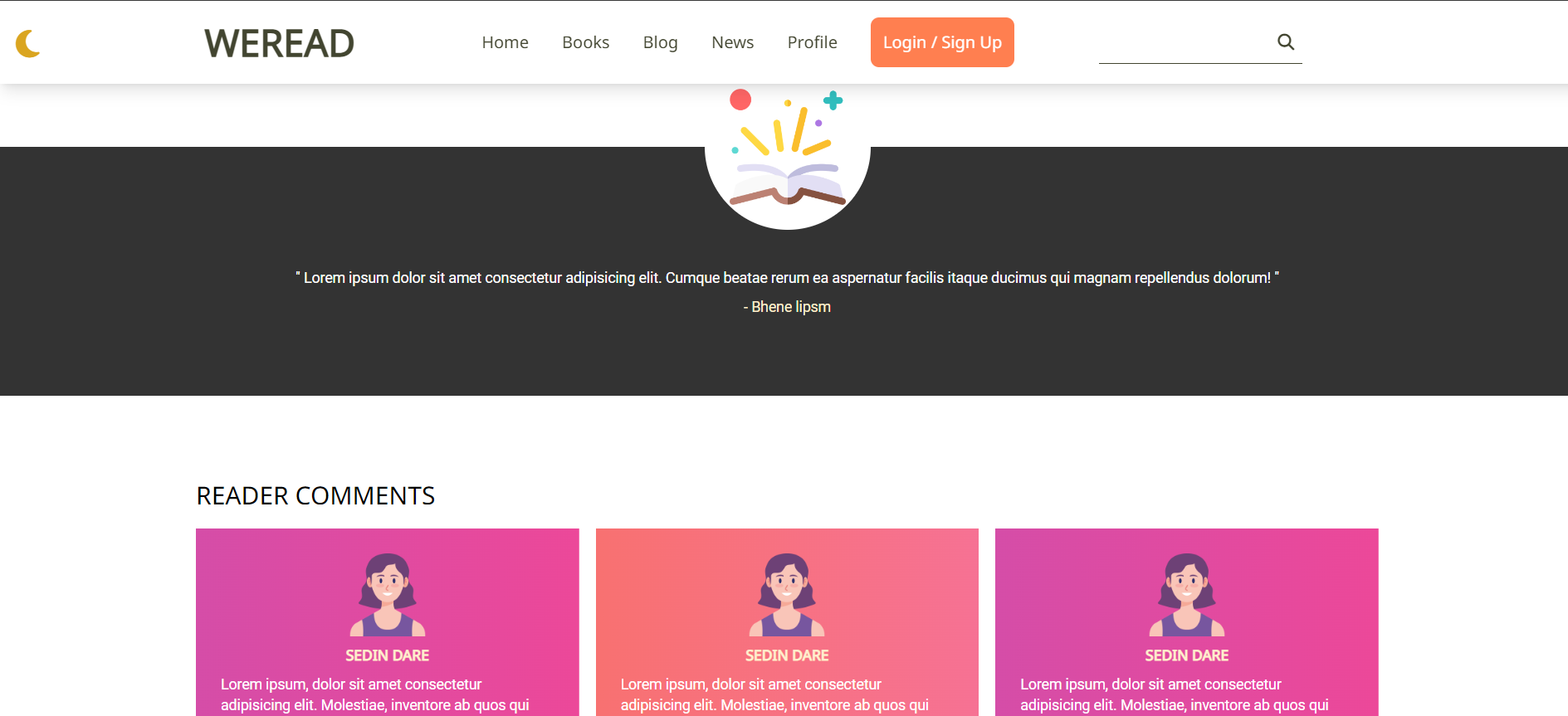 GitHub - ebruturkmen/weread: This is a book website and was made using Tailwind CSS.