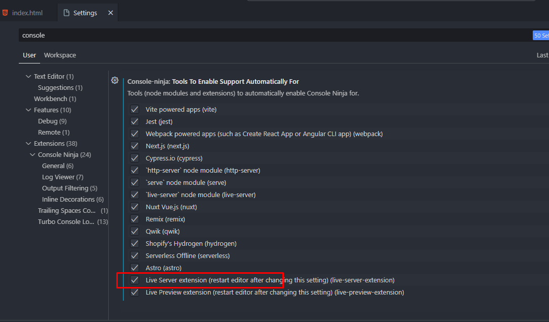 Console Ninja remains inactive and doesn't detect the live server · Issue #183 · wallabyjs ...