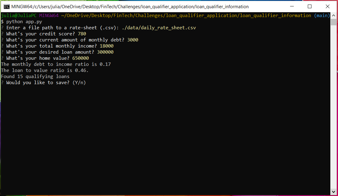 GitHub - JuliaGuanzon/loan_qualifier_application