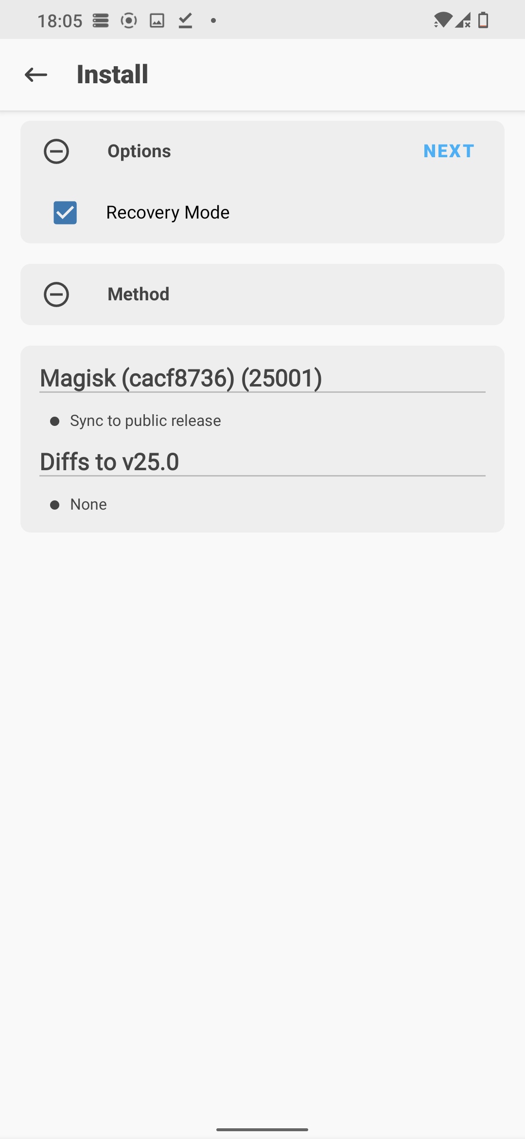 Unchecked Recovery mode but Magisk still install it into Recovery image instead of Boot image ...