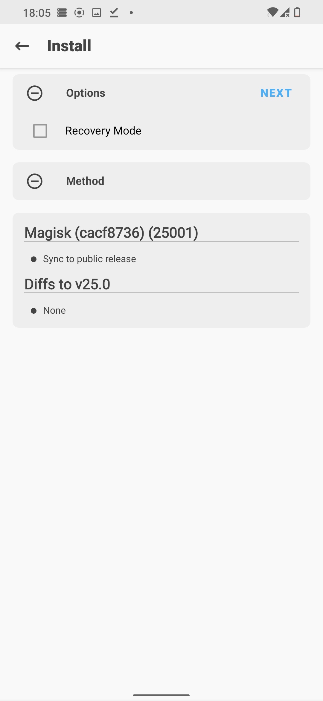 Unchecked Recovery mode but Magisk still install it into Recovery image ...