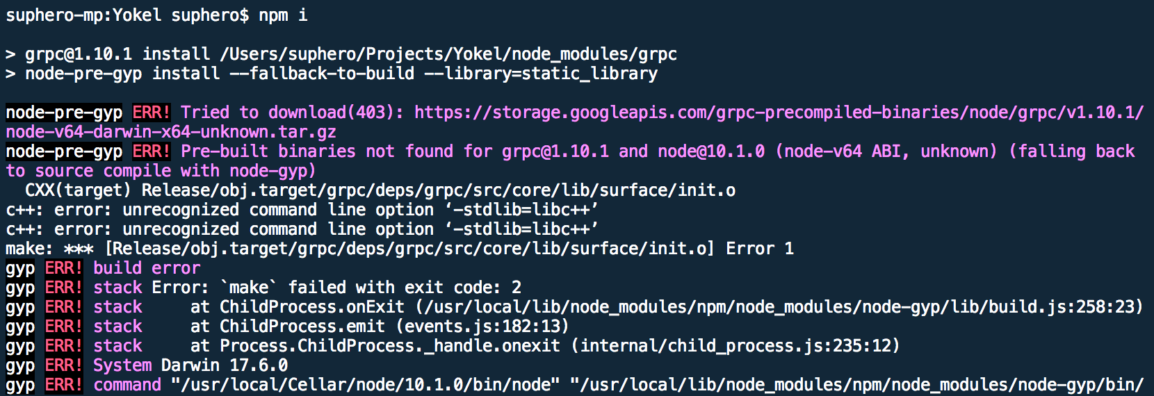 failed to install grpc on npm install · Issue #175 · mcnamee/react-native-starter-kit · GitHub