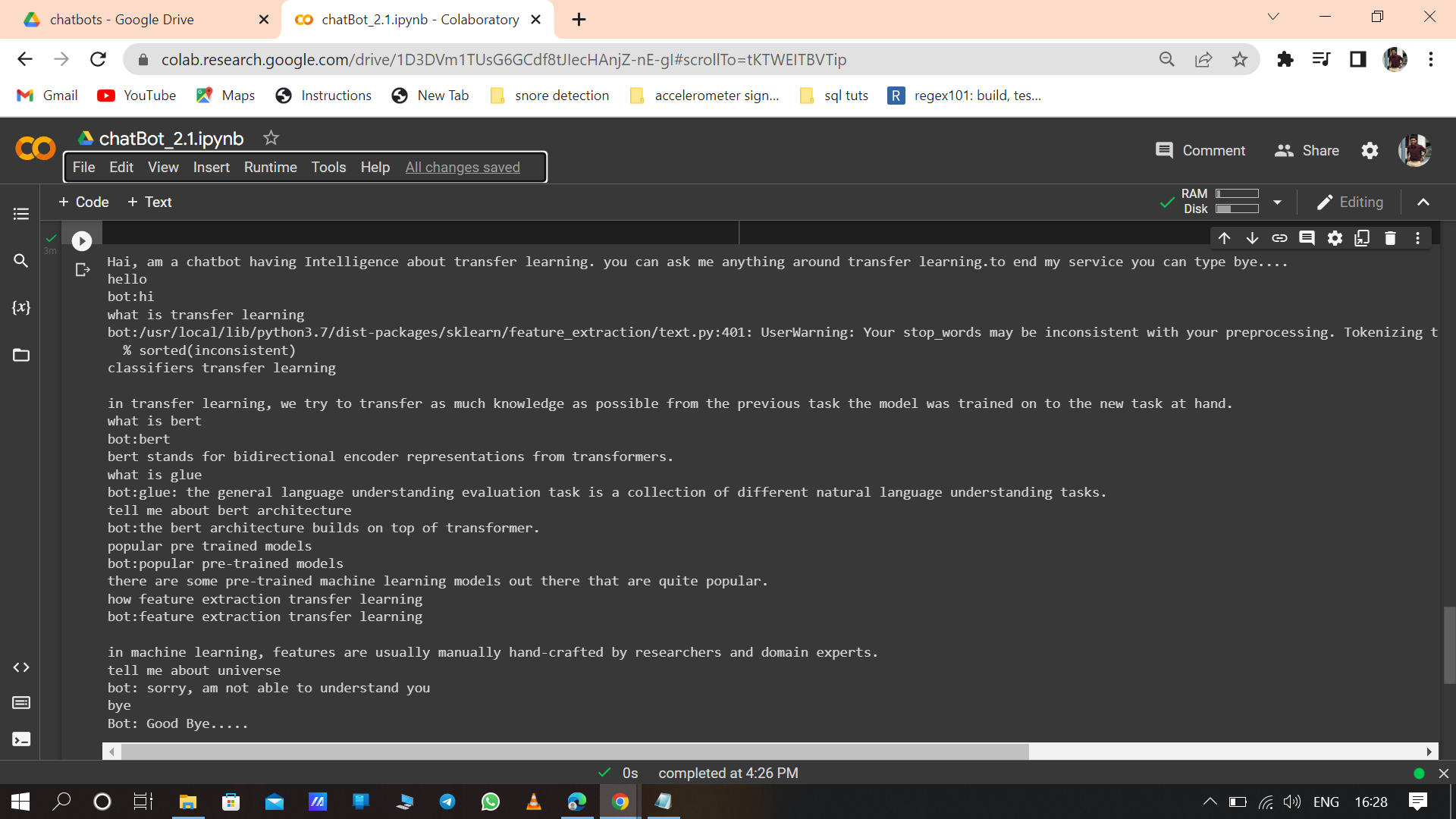 GitHub - vasim-raja/InfoBot: a chatbot having a intelligence about BERT and transfer learning.