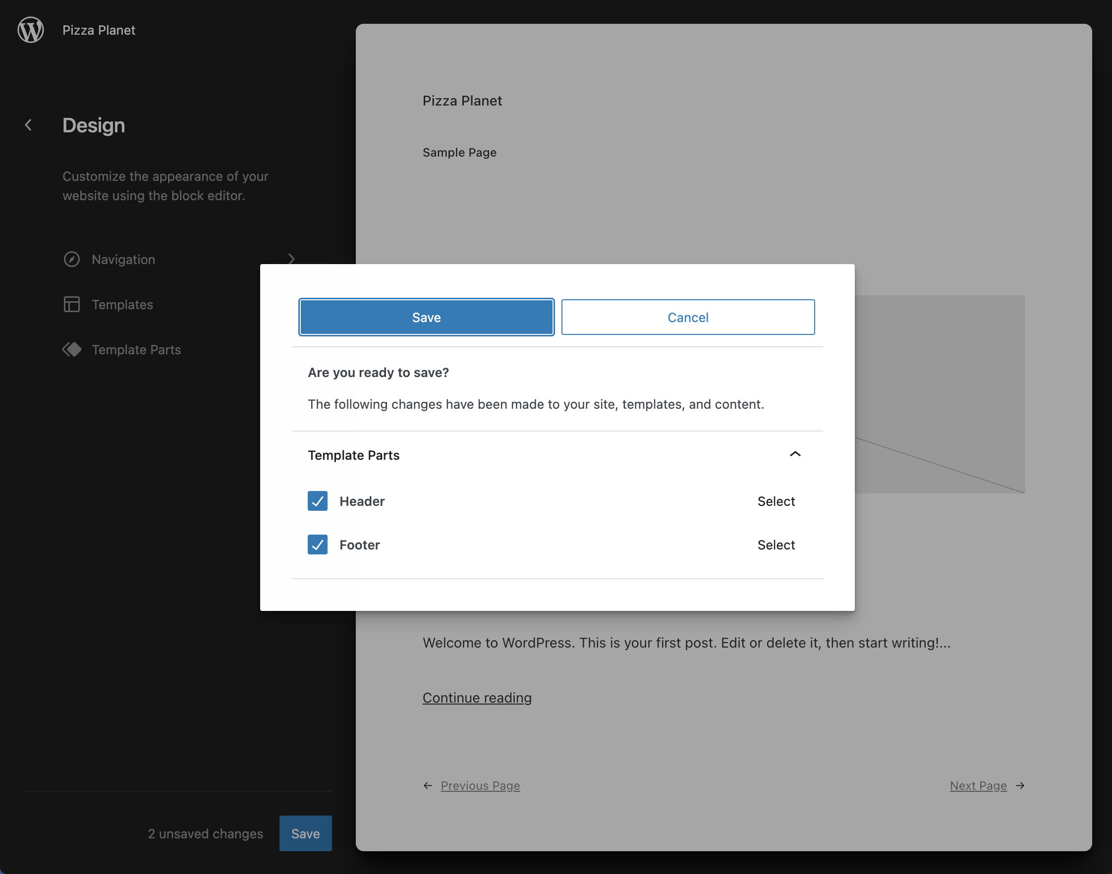Site Editor: Unsaved changes on a fresh install · Issue #48787 · WordPress/gutenberg · GitHub