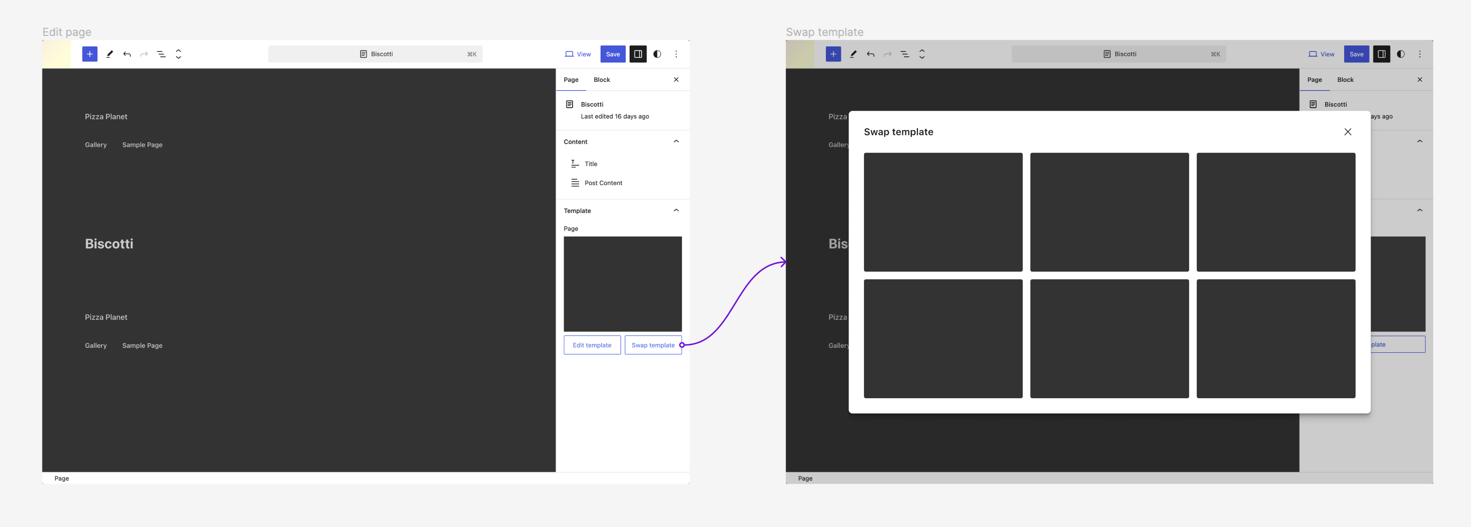 Site Editor → Page Inspector Add Ability To Switch Templates · Issue 51347 · Wordpress