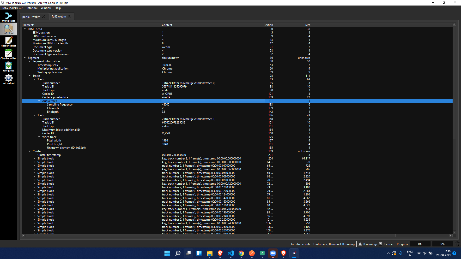 Can we use ts-ebml to implement the functionality of $ mkvmerge -w -o ...
