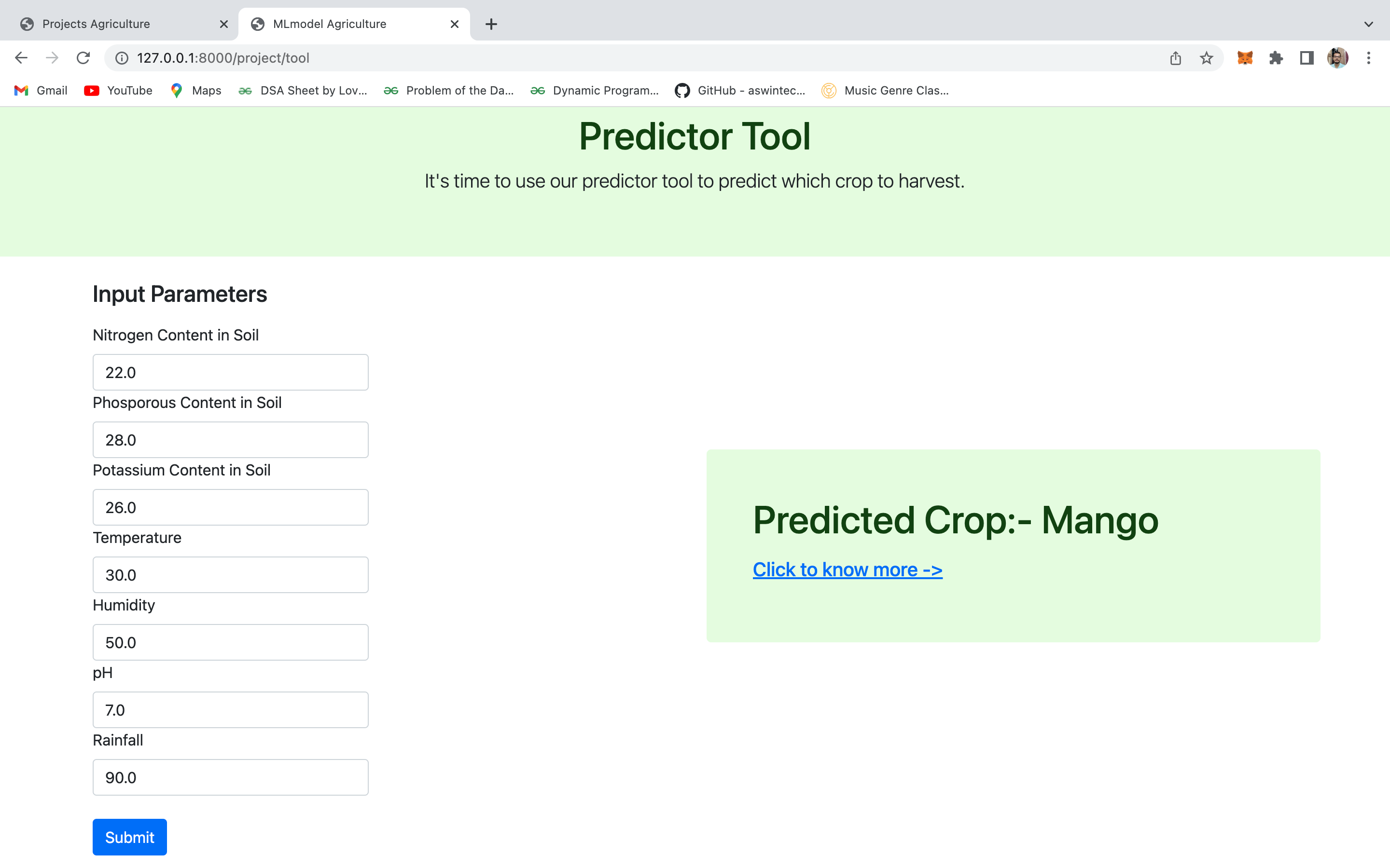 GitHub - rajdippal/OptimizingAgriculturalProduction: Machine Learning based Django Project