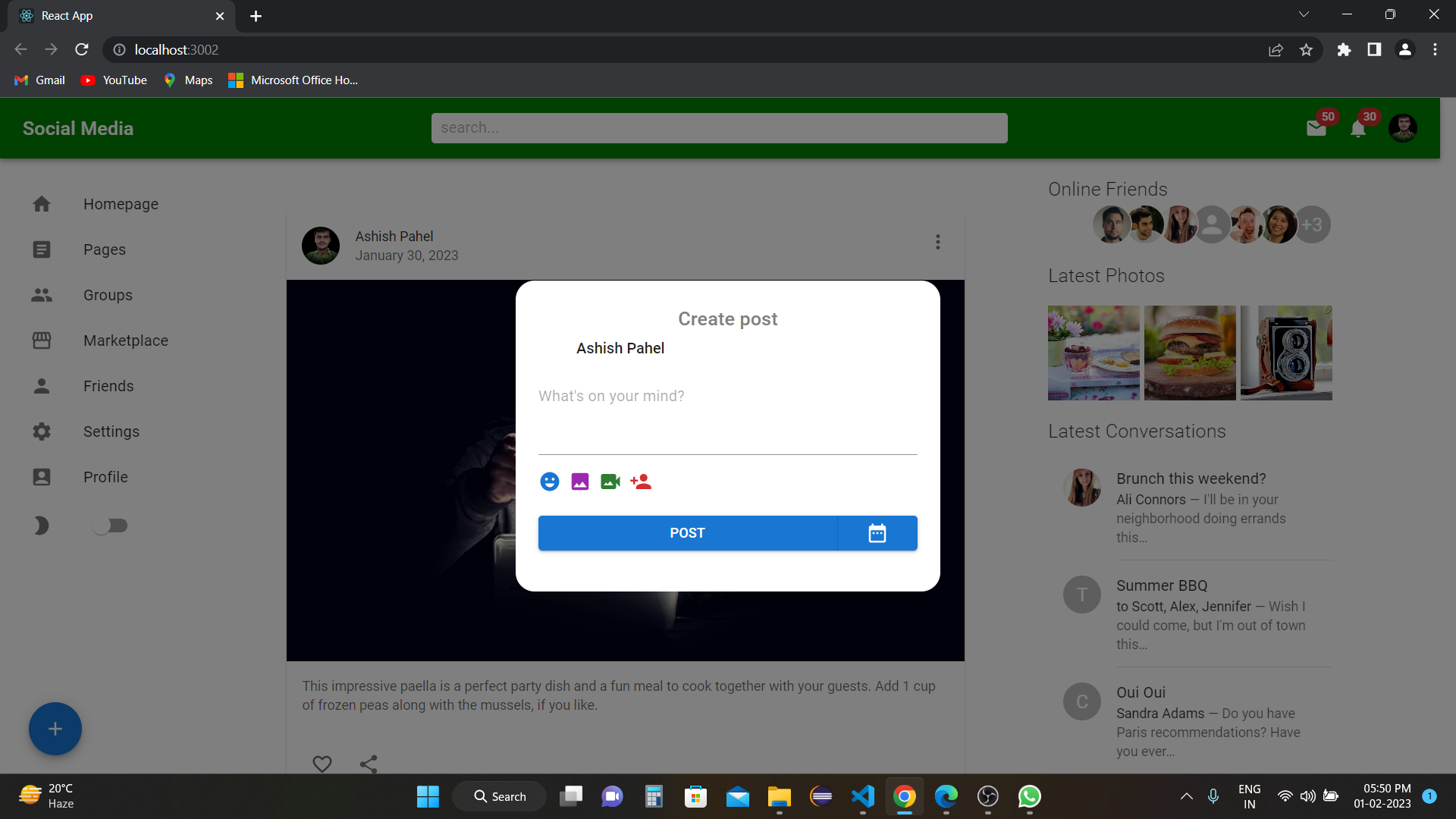 GitHub - ashishpahel/social-media-template: Using React Js and Material UI