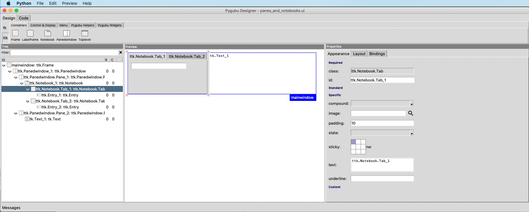 tab notebook how-to question · Issue #113 · alejandroautalan/pygubu ...