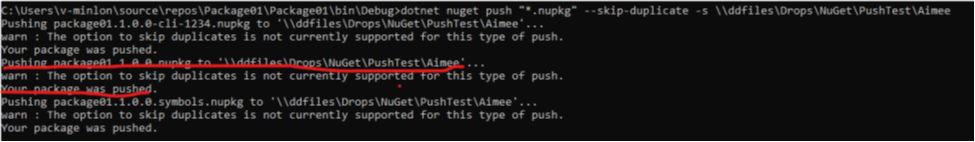 Push The Duplicated Package Was Pushed Again To The Specific Source Using Command “dotnet