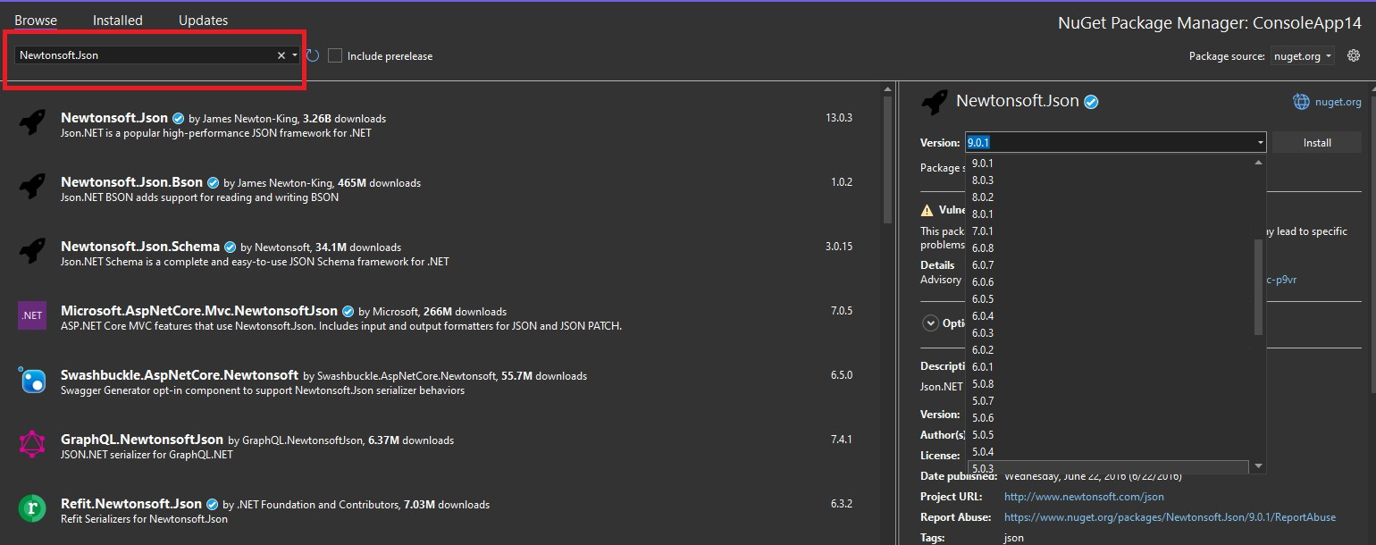 The Vulnerable Label Doesnt Show In The “version” Dropdown Box Of