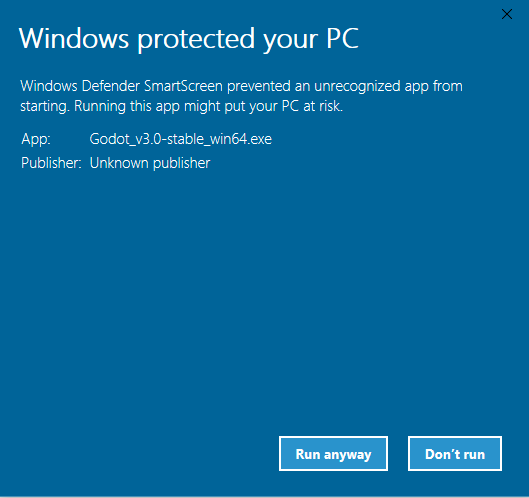 Windows Defender SmartScreen not recognize publisher · Issue #16235 · godotengine/godot · GitHub