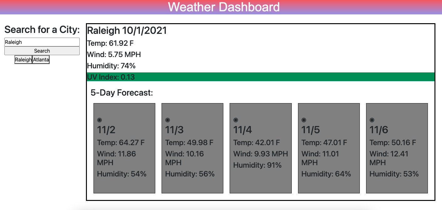 GitHub - Andydchoo/Weather-Dashboard: A simple weather dashboard website