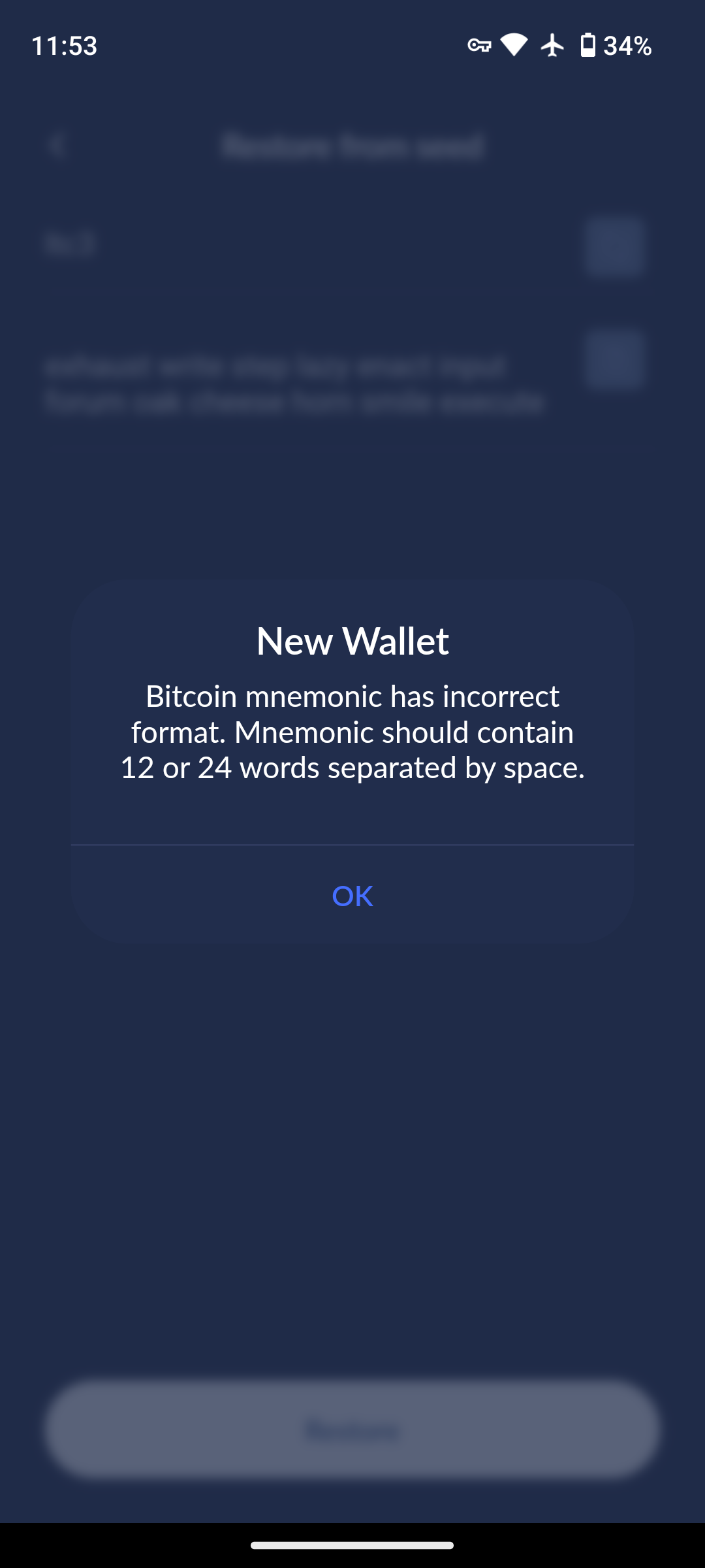 Litecoin restoring with 12 word mnemonic broken · Issue #1001 · cake-tech/cake_wallet · GitHub